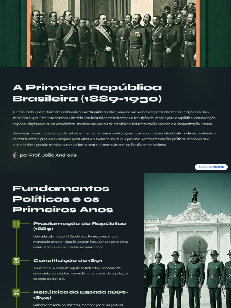Brasil na Primeira República: Transformações e Crises | PDF | Brasil