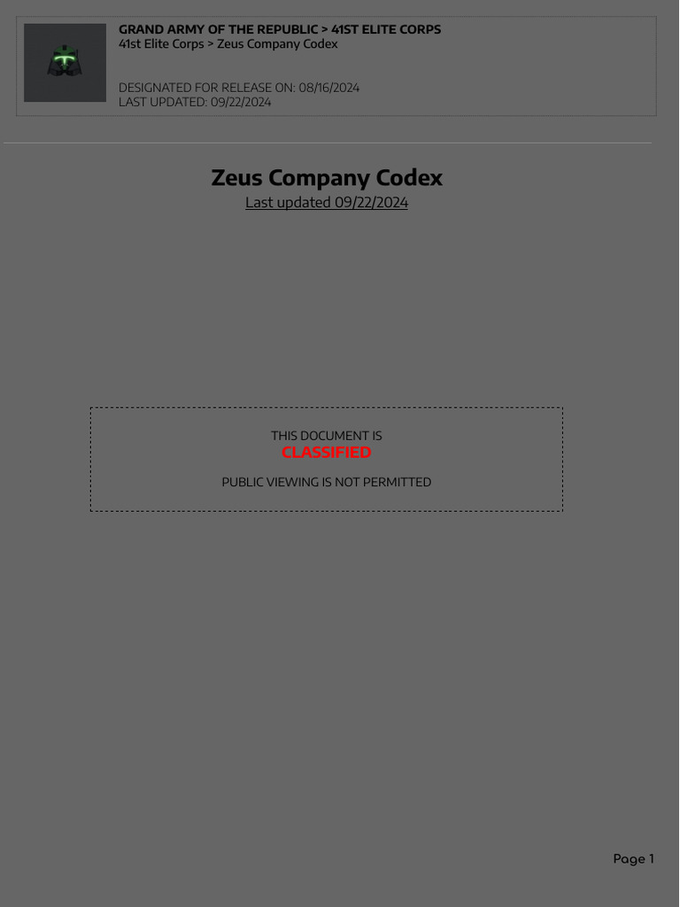 41st Elite Corps - Zeus Company Codex | PDF
