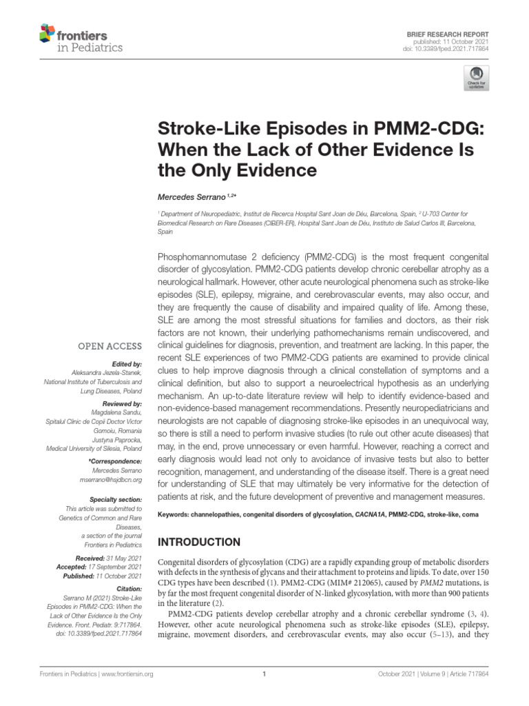 2021 Stroke-Like Episodes in PMM2-CDG - When The Lack of Other Evidence ...