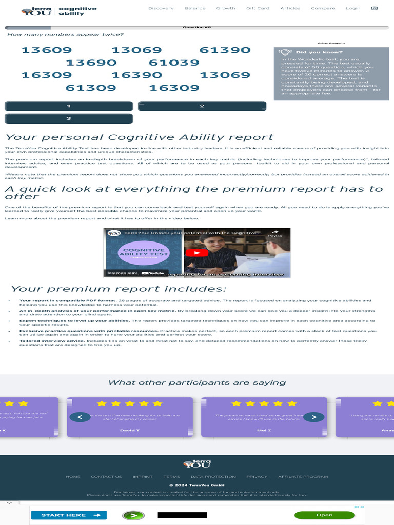 TerraYou Cognitive Ability Test Guide | PDF | Learning | Cognitive Science