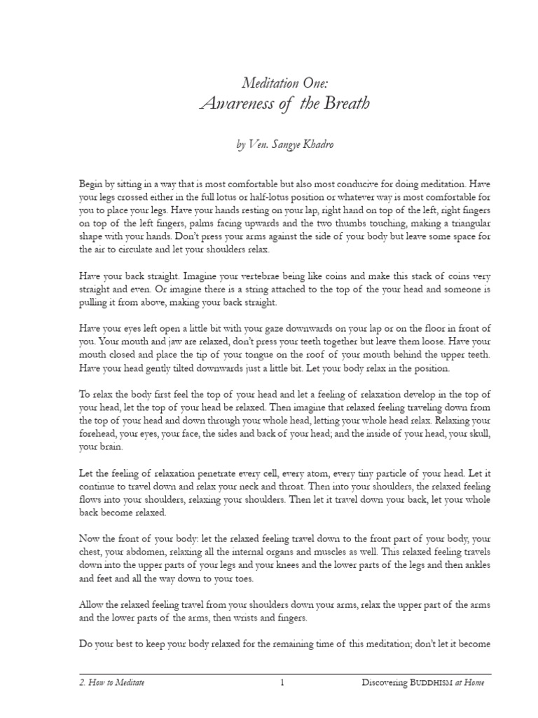 Beginner's Guide to Breath Meditation | PDF | Breathing | Meditation