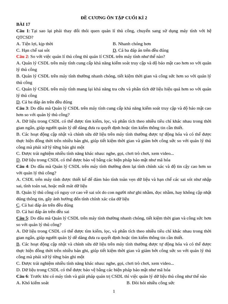 ĐỀ CƯƠNG K11 | PDF