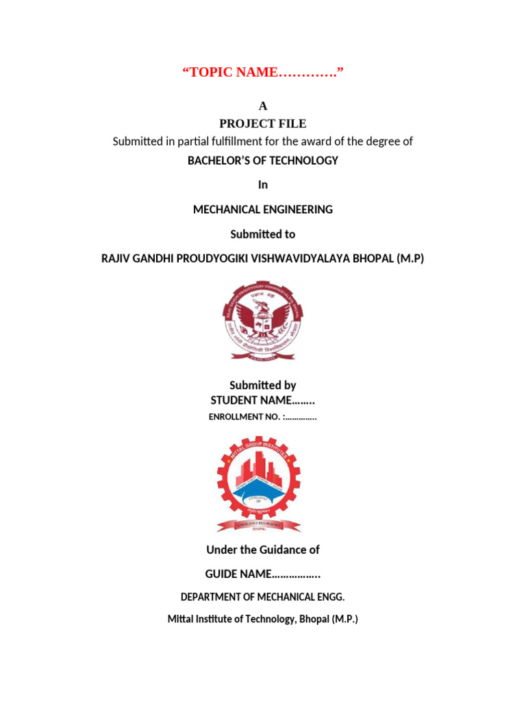 Mechanical Engineering Project Report | PDF | Thesis