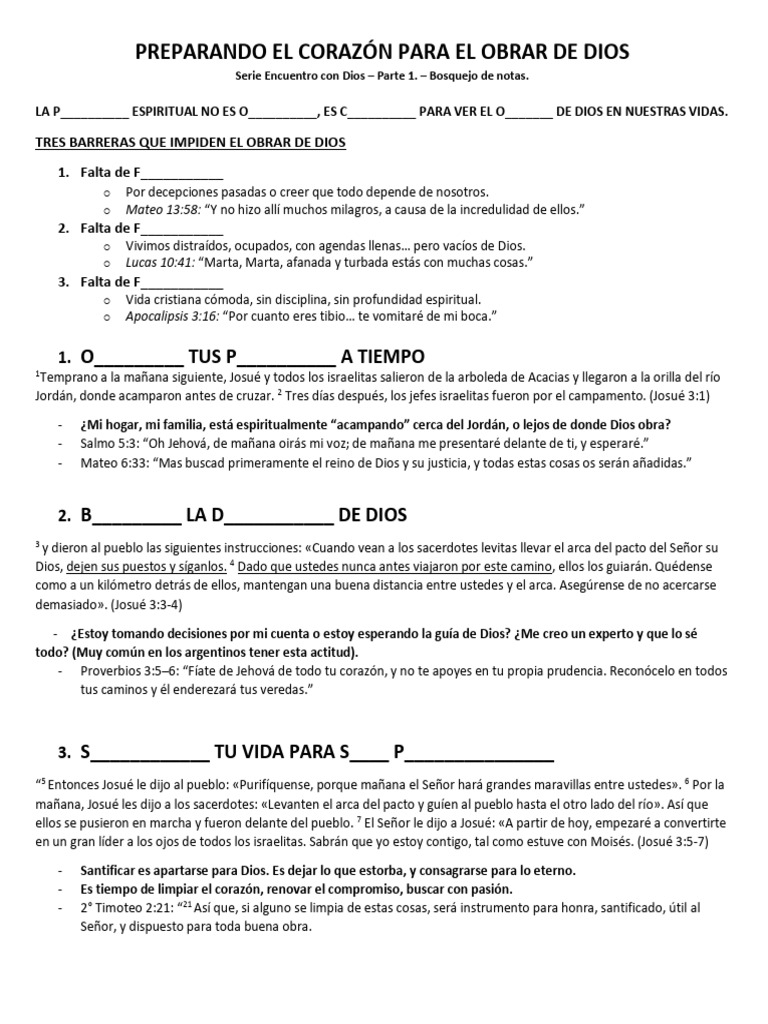 Bosquejo Sermon Preparando El Corazón Parte 1 | PDF | Joshua | Arca de la Alianza
