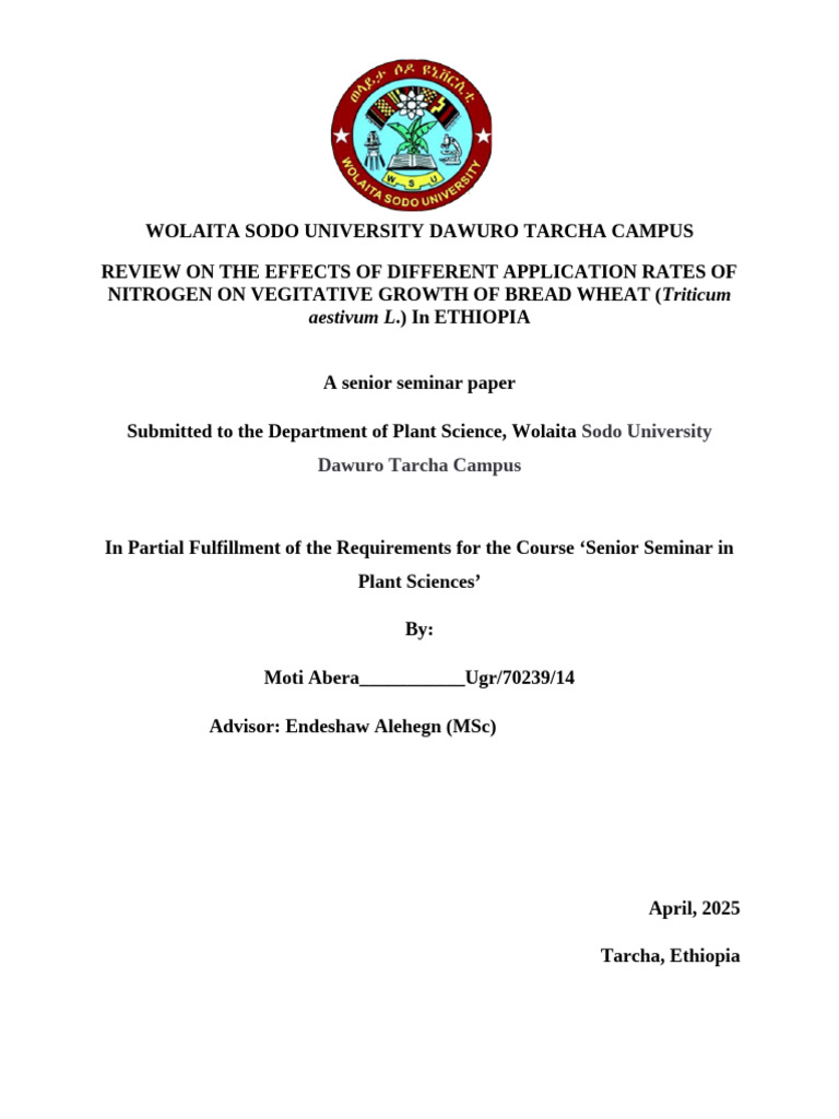 Moti Abera Senior | PDF | Wheat | Fertilizer