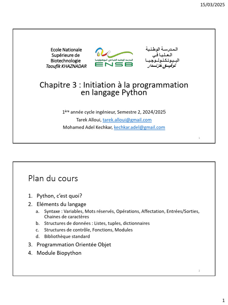 Cours Python 3 - 2024 - 2025 | PDF | Python (Langage de programmation) | Programmation informatique