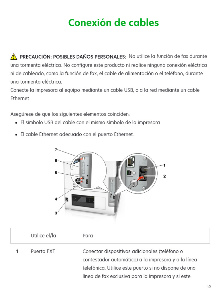Conexión de Cables Lexmark 711 | PDF | USB | Impresora (Computación)