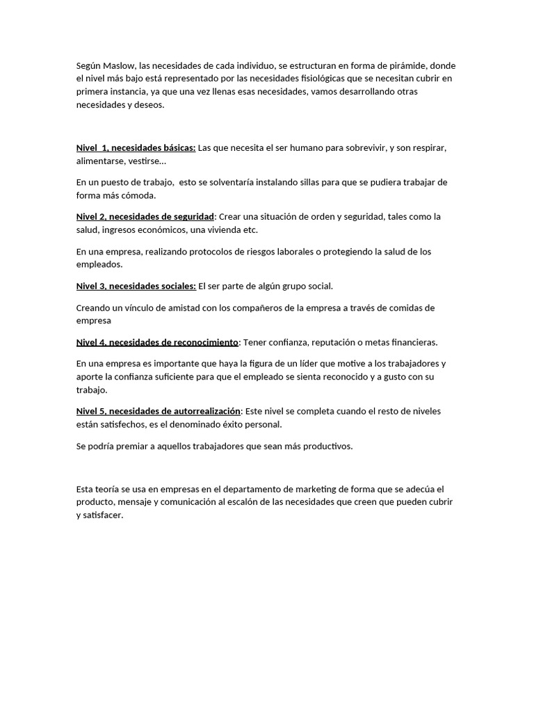 Actividad 3 Las Necesidades de Maslow | PDF