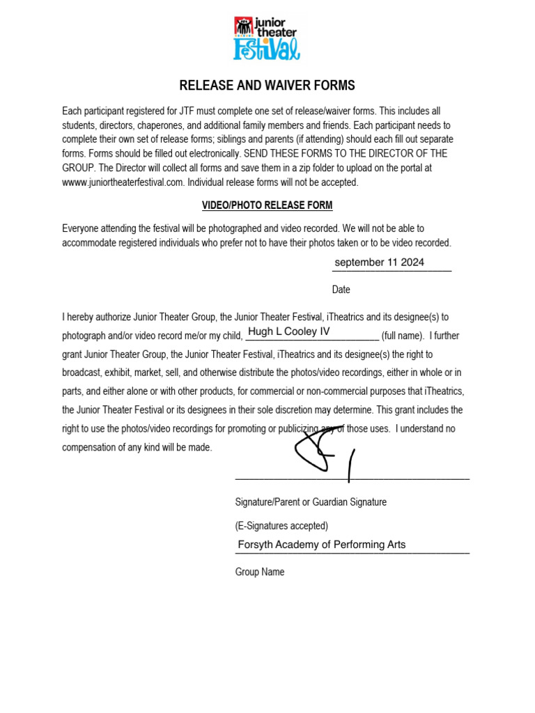 JTF Participant Release and Waiver Forms | PDF | Legal Liability ...