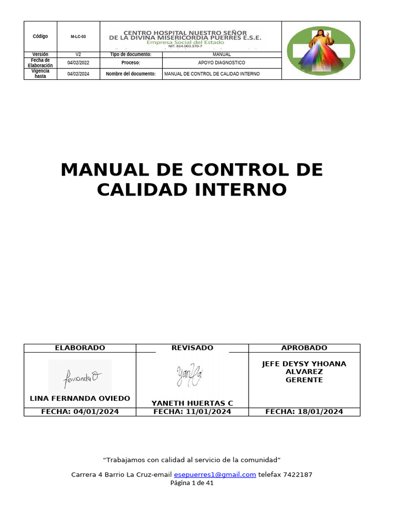 M-lc-03 Manual de Control Calidad Interna 2023 | PDF | Laboratorios ...
