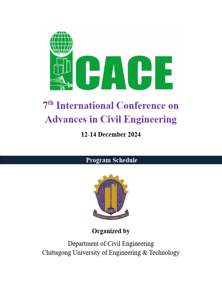 Revised Schedule ICACE2024 | PDF | Concrete | Cement