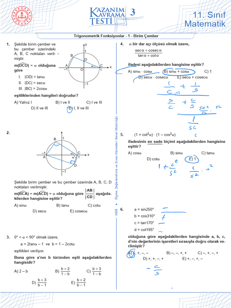 Sınıf Matematik Matematik: A A A A | PDF
