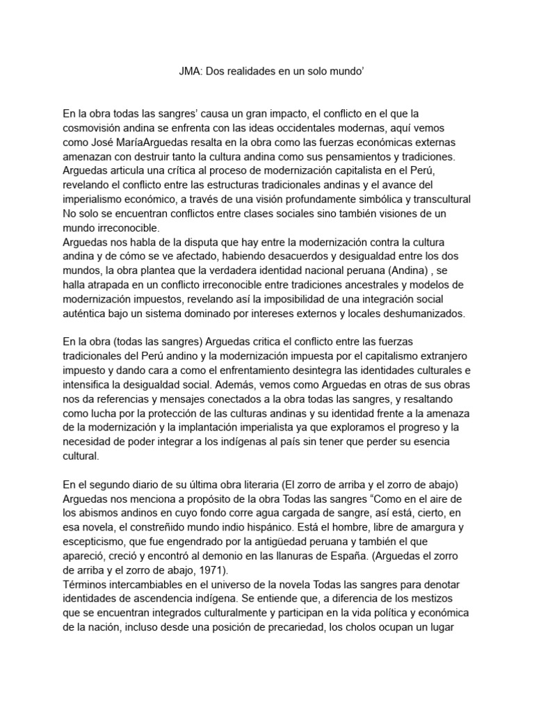 JMA_ Dos realidades en un solo mundo’ ,ensayo matias principe | PDF ...