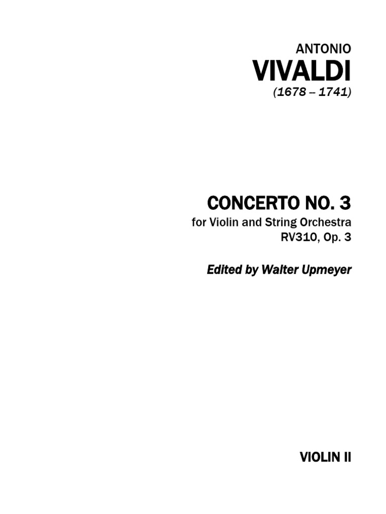 Concerto For Violin in G Major, RV310 - Violins II | PDF