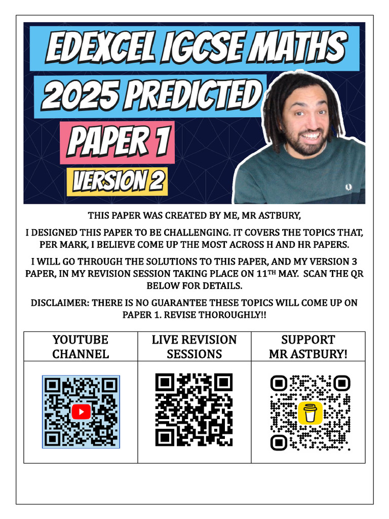 2025 IGCSE Predicted Paper 1 Version 2 | PDF | Sphere | Equations