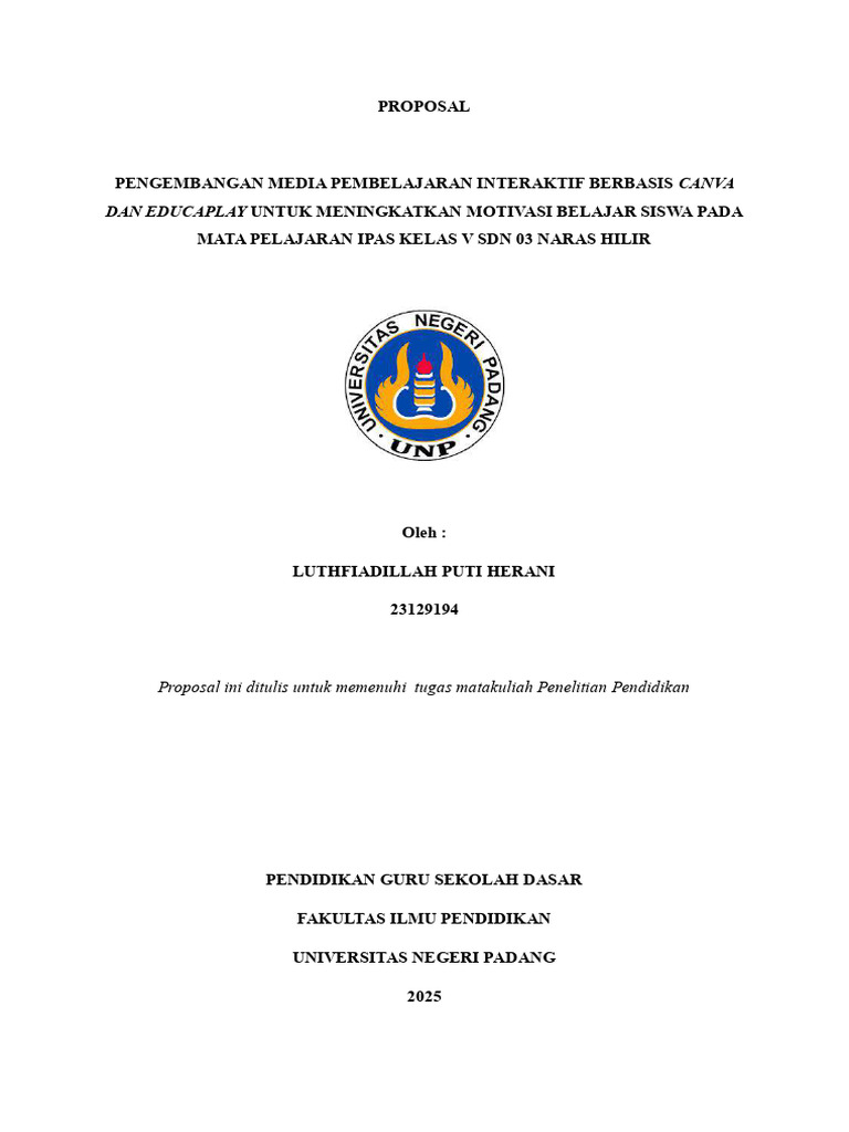 Luthfiadillah Puti Herani - 23129194 - Draf Proposal | PDF