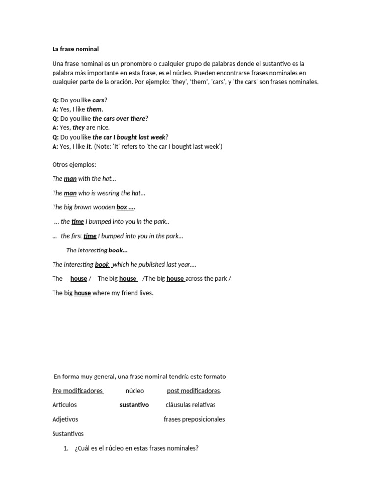 La Frase Nominal | PDF