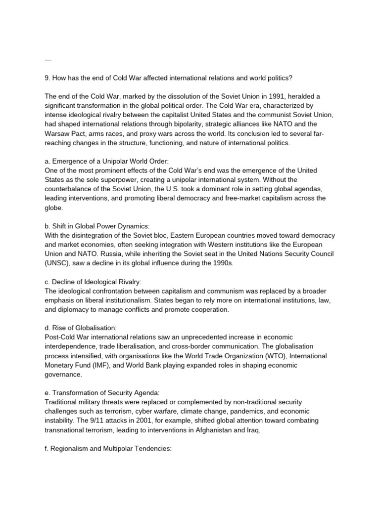 Cold War and International Organisations | PDF | Globalization | United ...