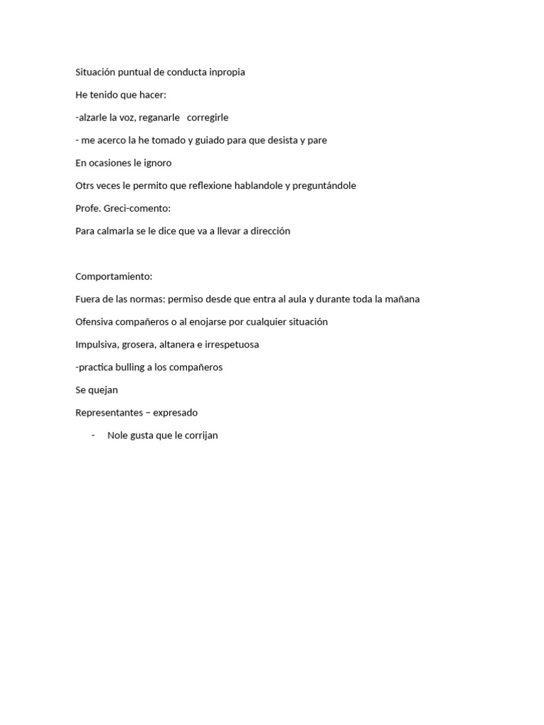 Situacion Puntual de Conducta Inpropia | PDF