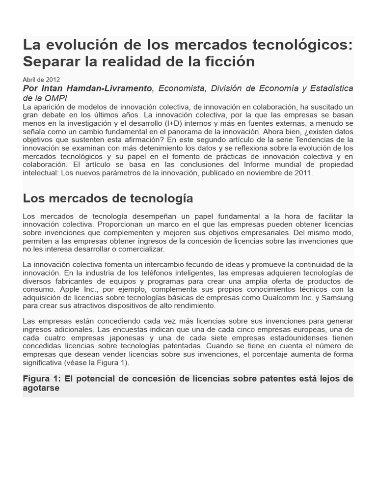 La Evoluci-N de Los Mercados Tecnol-Gicos | PDF | Patentar | Innovación