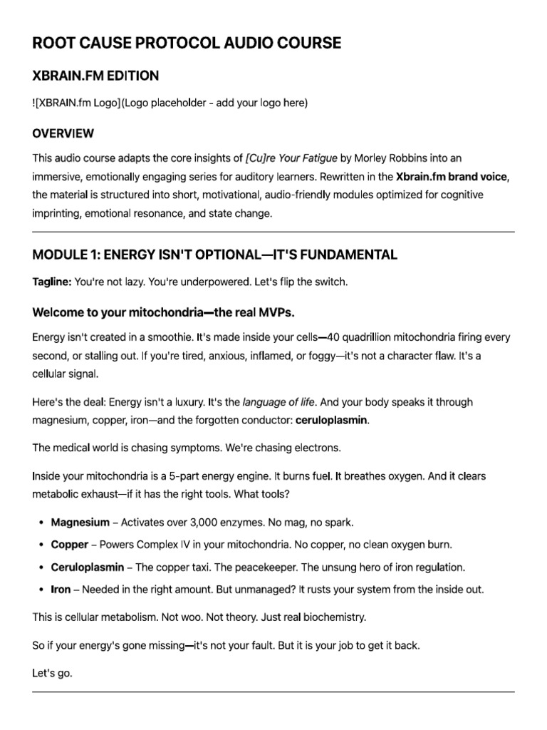 Root Cause Protocol - Xbrain - FM Edition | PDF