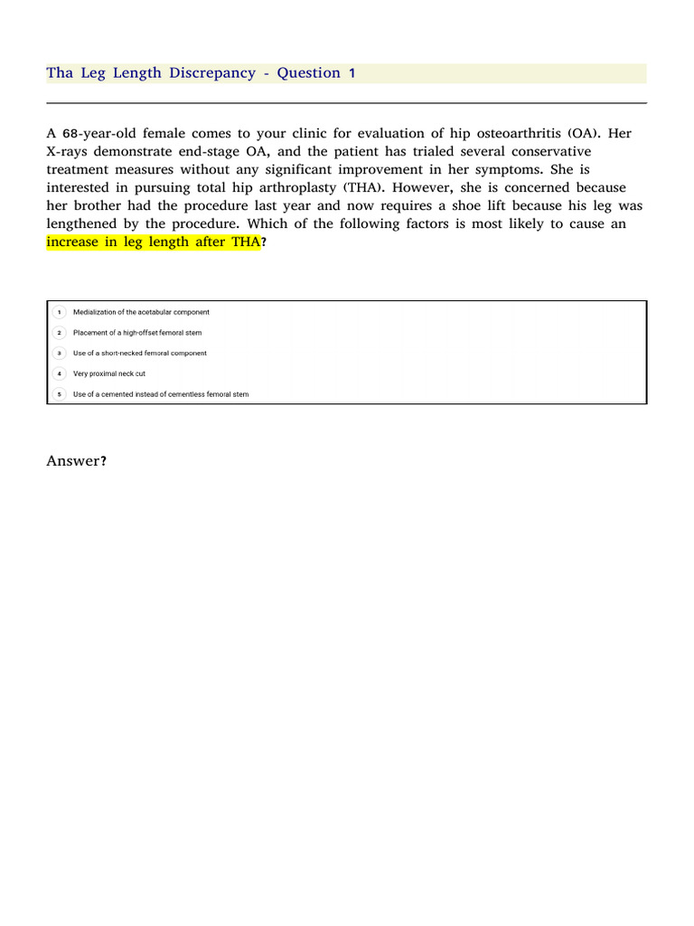 OrthoBullets Recon MCQs Paid+Free 2025 (Large Layout)-Copy | PDF | Hip | Human Anatomy