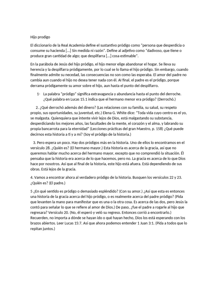 El verdadero pródigo: amor y gracia divina | PDF | Amor