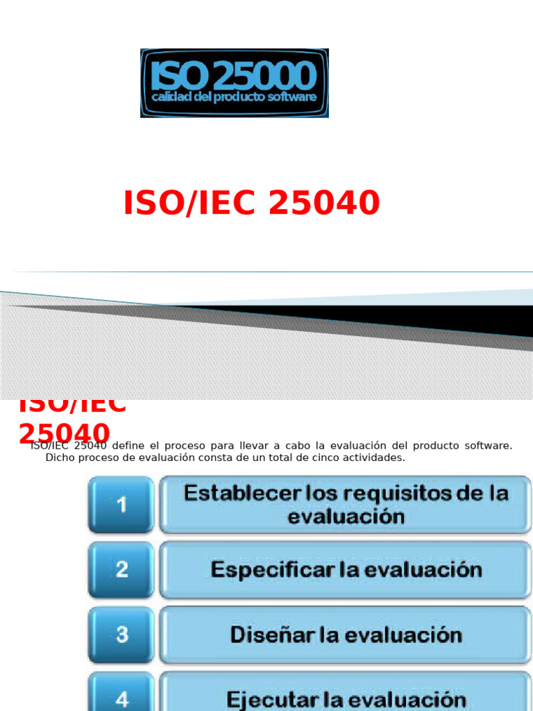 Proceso de Evaluación ISO/IEC 25040 | PDF | Software | Planificación
