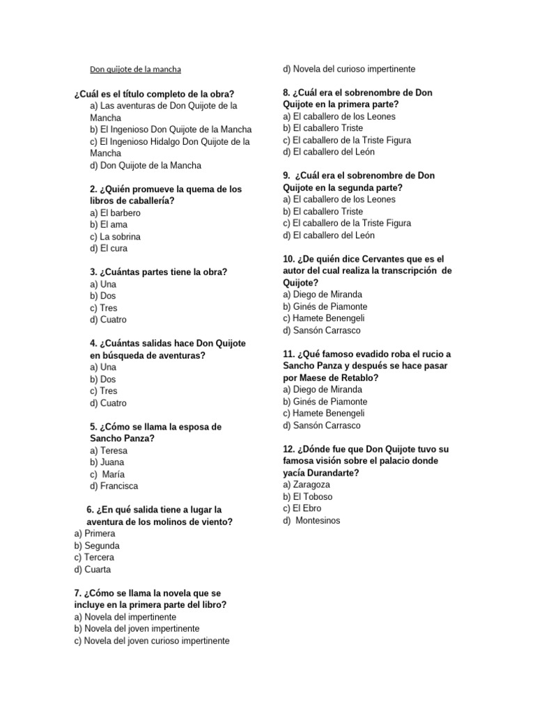 Don Quijote de La Mancha | PDF | Don Quijote | Caballería
