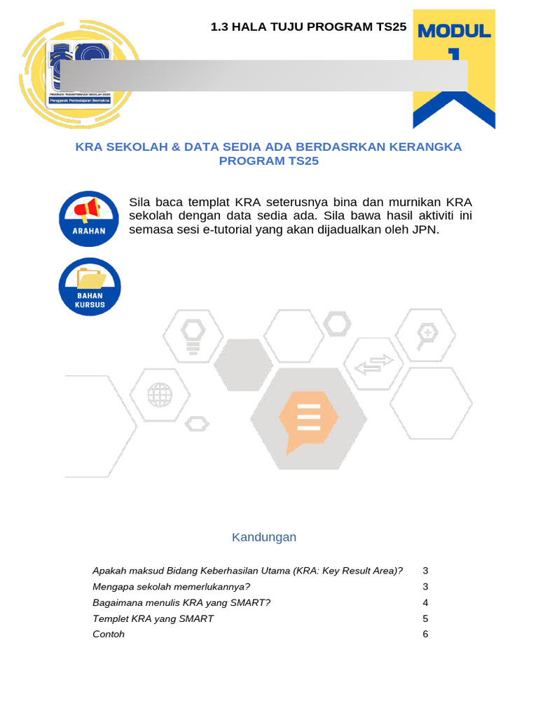 1.3.4 KRA SEKOLAH - DATA SEDIA ADA BERSANDARKAN KERANGKA PROGRAM TS25 HAJI ZUL | PDF