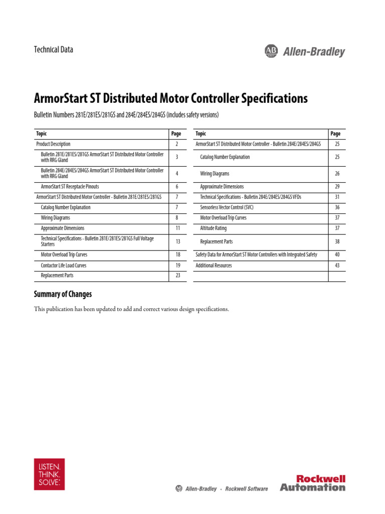 ArmorStart ST Distributed Motor Controller Specifications | PDF ...