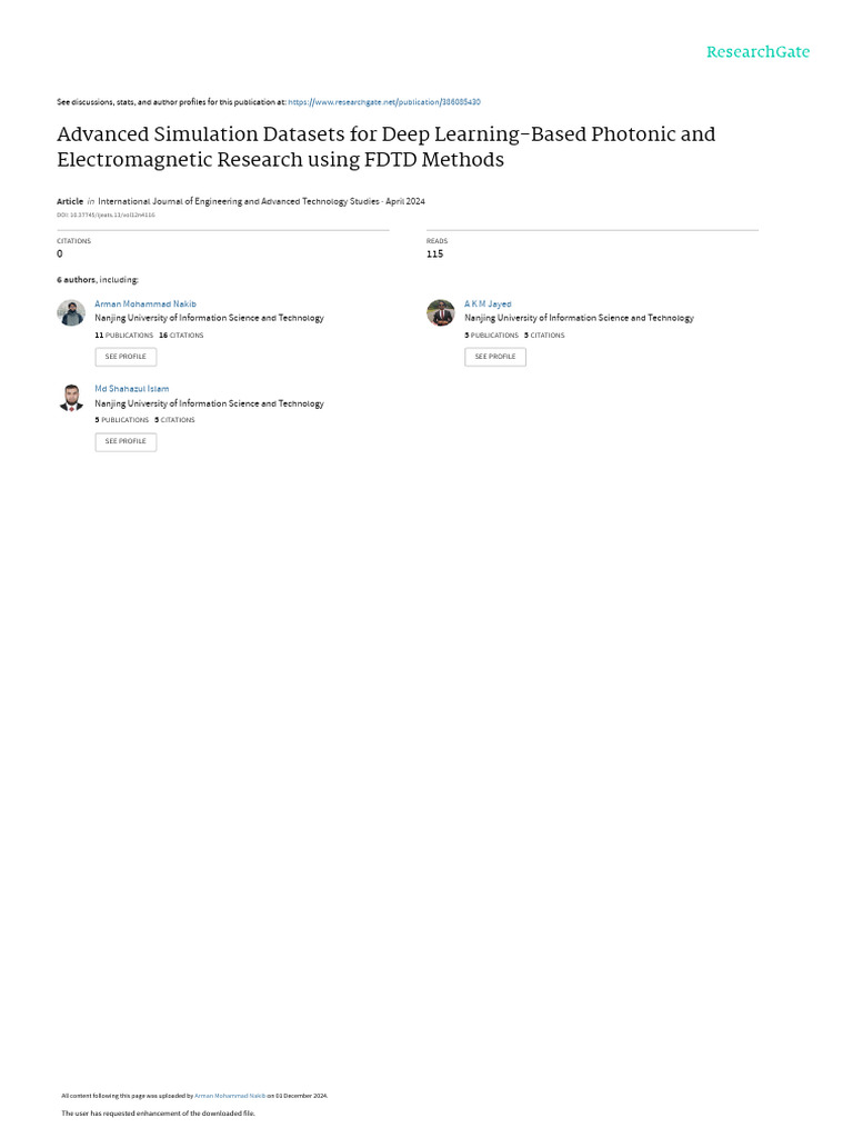 Advanced Simulation Datasets For Deep Learning Based Photonic and Electromagnetic Research Using ...