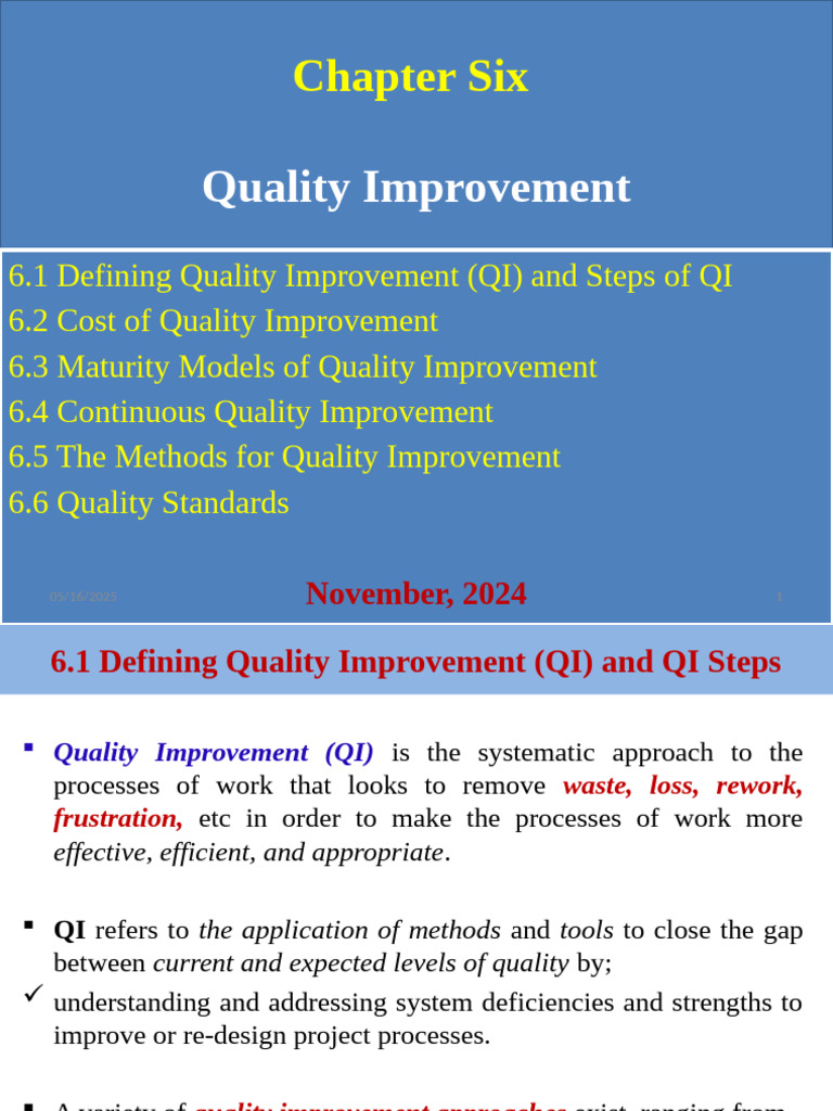Chapter 6-PM & QC-Project Quality Improvement | PDF | Quality ...