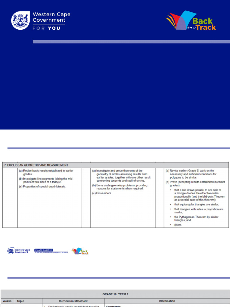 2024 WCED BackOnTrack - Mathematics Geometry Grade 10AFR | PDF