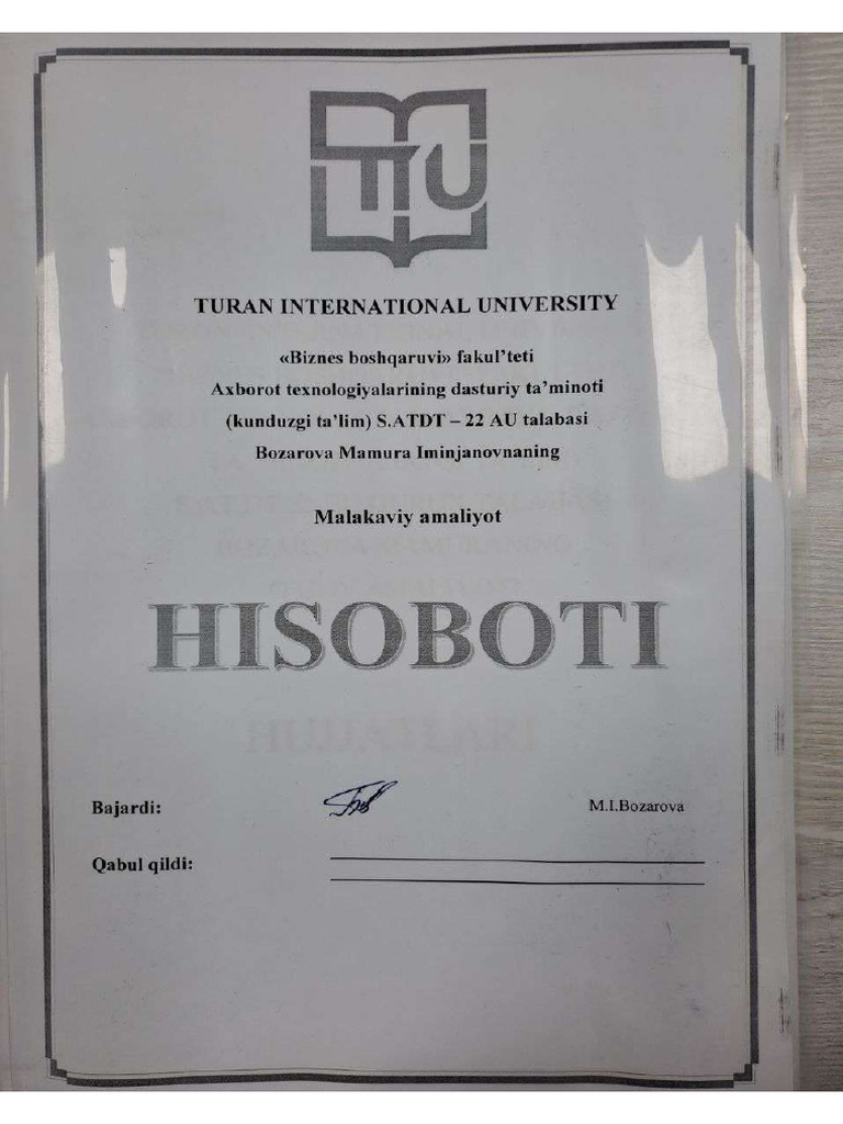 Hisobot Na'Muna | PDF