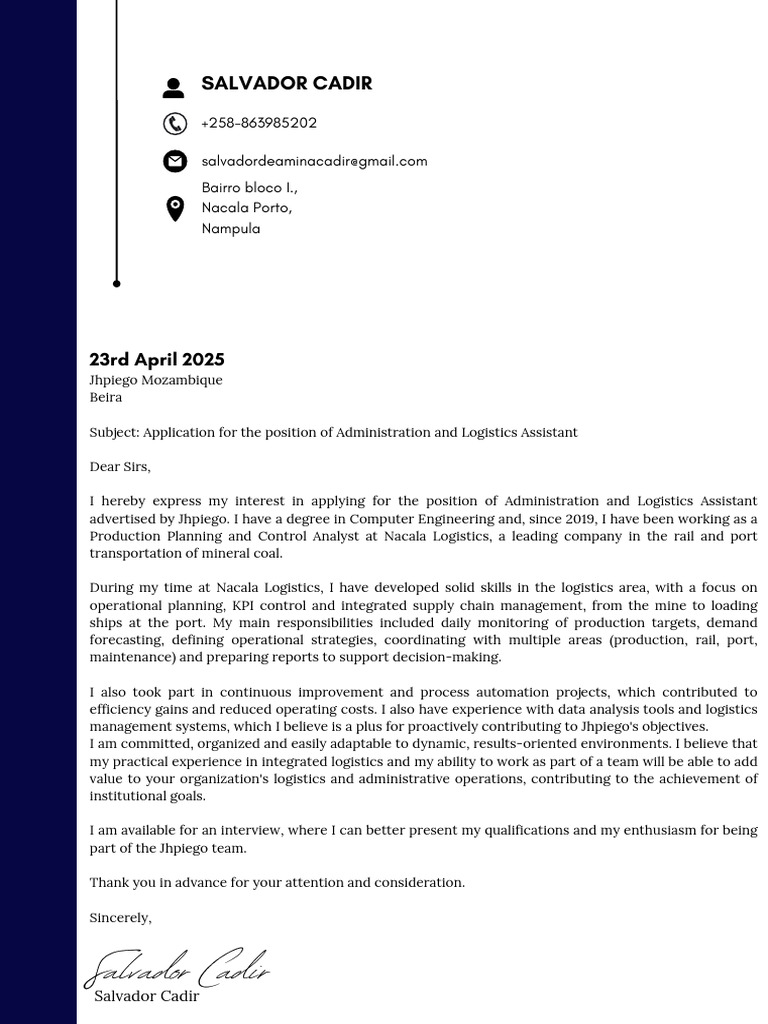 Cover Letter JhPiego | PDF