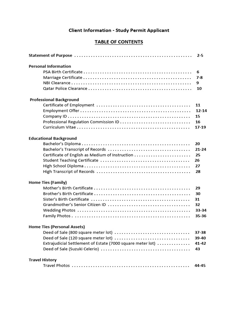 Study Permit Applicant Client Info | PDF | Educational Stages