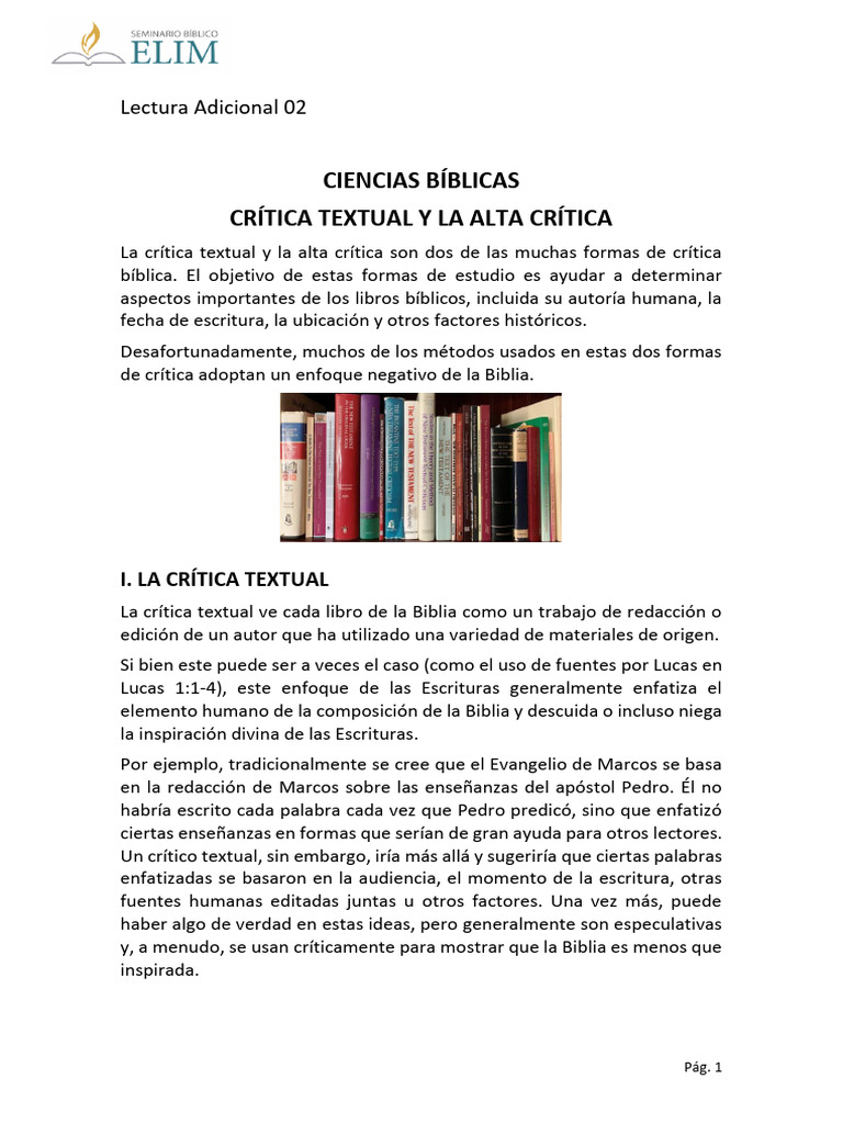 I UNIDAD - Critica Textual y Alta Critica | PDF | Biblia | Crítica textual