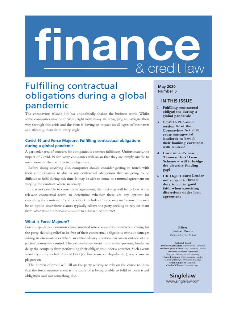 FCL May20.lowres- force majeure | PDF | Loans | Breach Of Contract