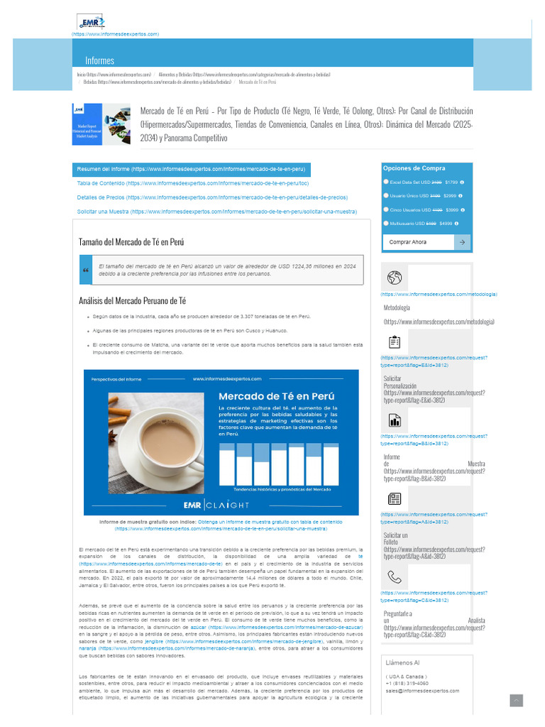 Mercado de Té en Perú, Participación, Informe 2025-2034 | PDF | Mercado (economía) | Té