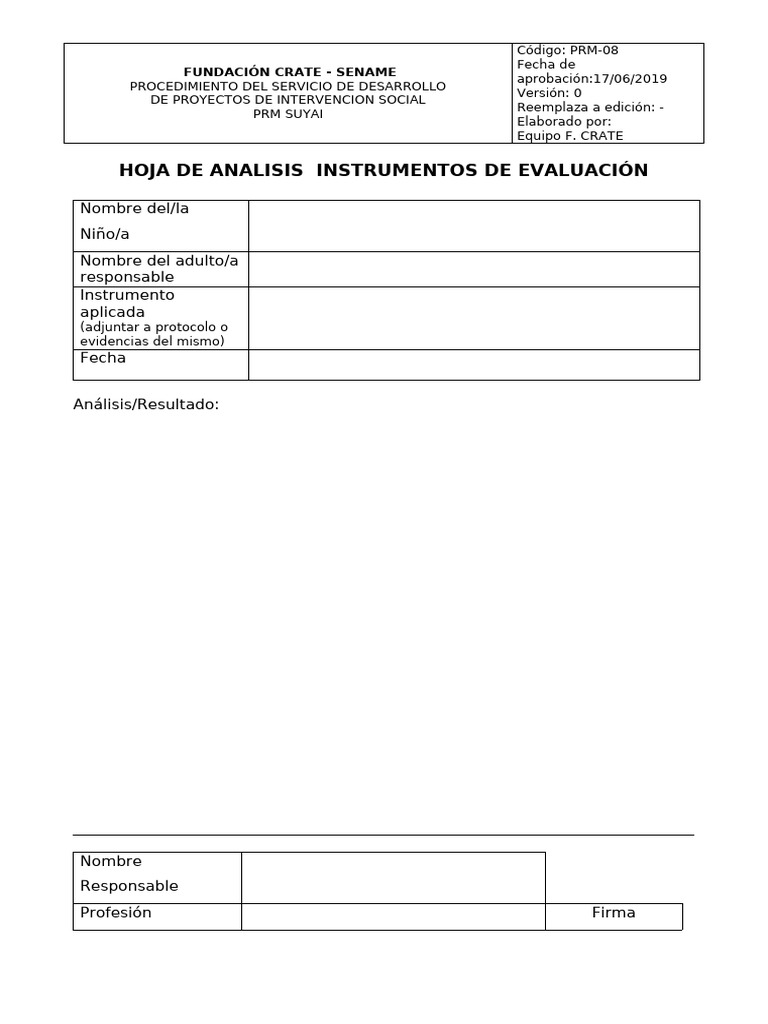 Prm 08 Hoja De Análisis De Instrumentos De Evaluación Pdf