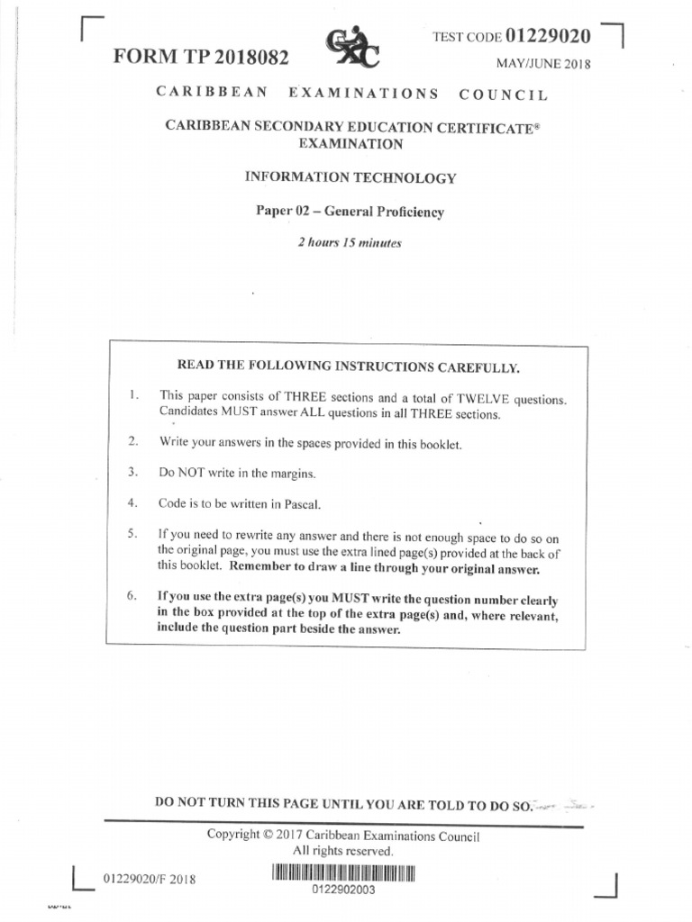 CSEC Information Technology June 2018 P2 | PDF