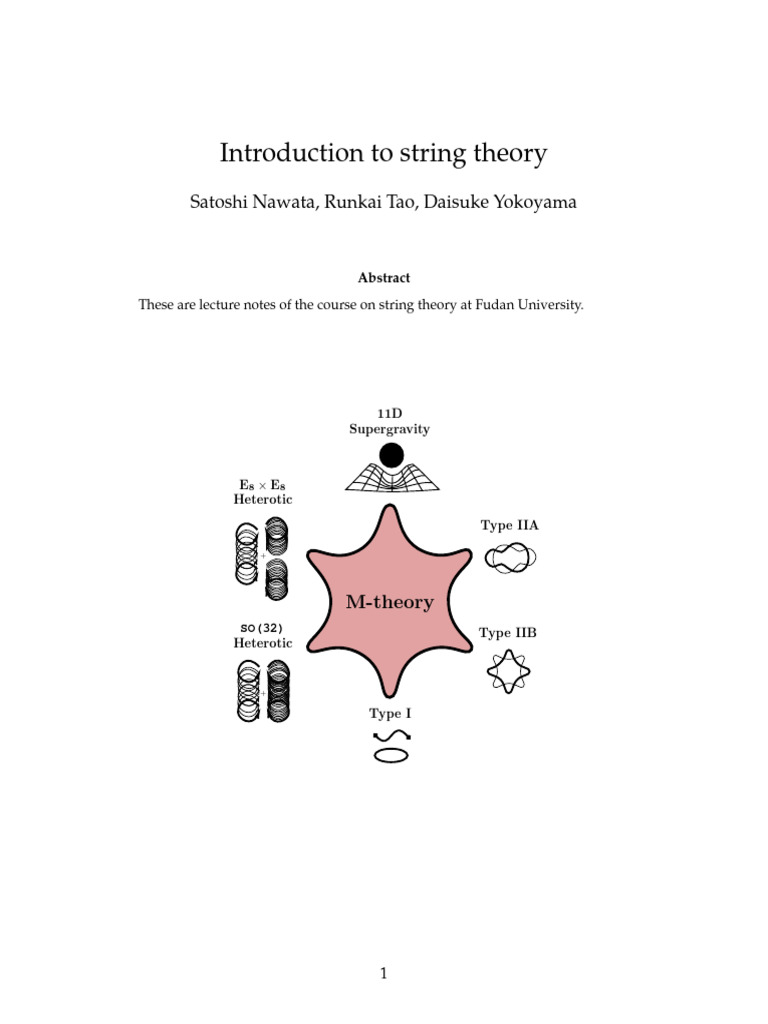 Introduction To String Theory: Satoshi Nawata, Runkai Tao, Daisuke ...