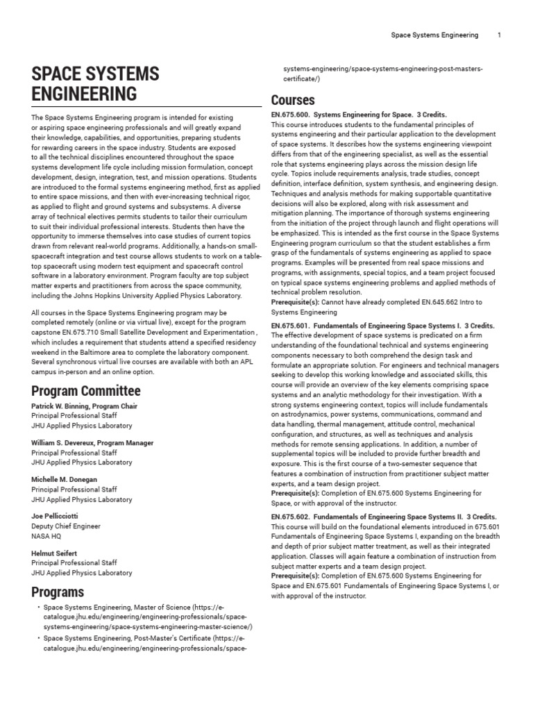 Space Systems Engineering | PDF | Systems Engineering | System