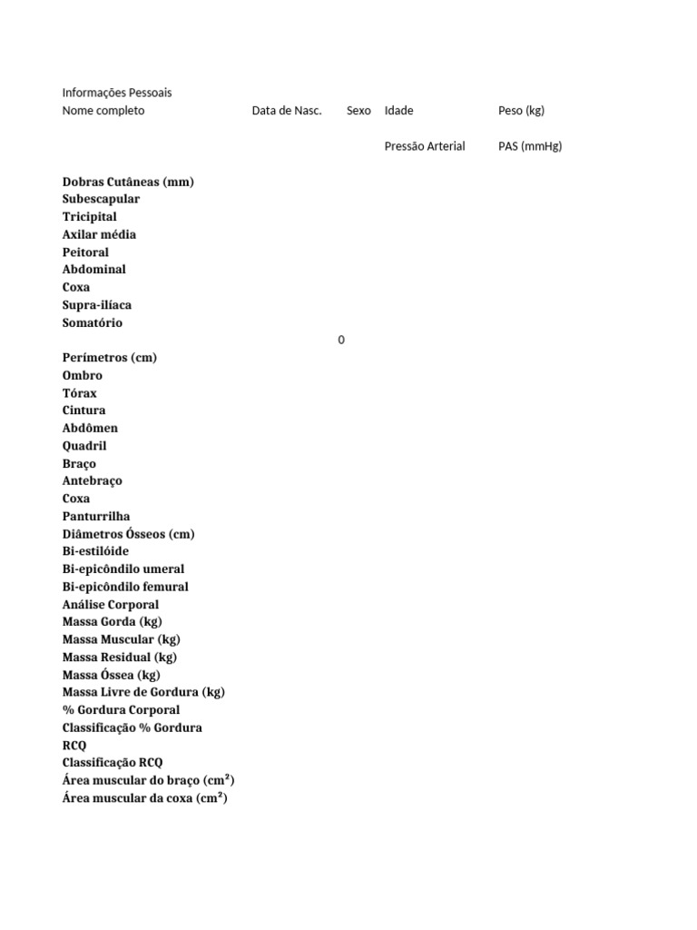 Planilha - Composicao - Corporal - Inteligente Teste | PDF