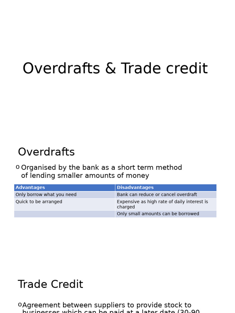 Overdrafts & Trade Credit | PDF