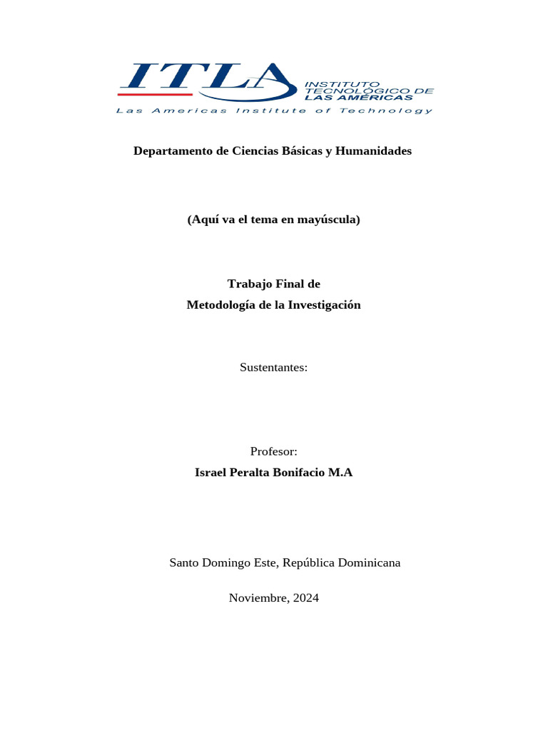 Modelo de Portada Proyecto Final | PDF