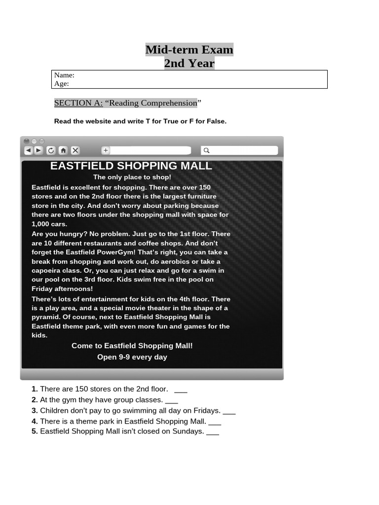 Mid Term Exam 2ND Year - Particular | PDF