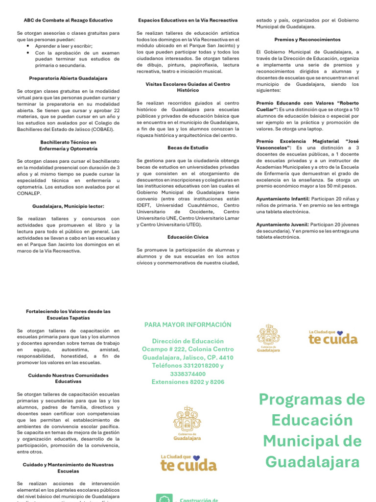 Triptico Programas Educacion 2024-2027 | PDF | Educación primaria | Educación Secundaria