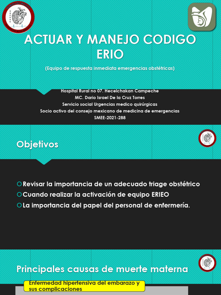 Actuar y Manejo Codigo Erio | PDF | Partería | Muerte materna